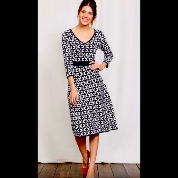 Boden | Dresses | Boden Amy Sweater Snapdragon Linked Floral Knit Dress ...